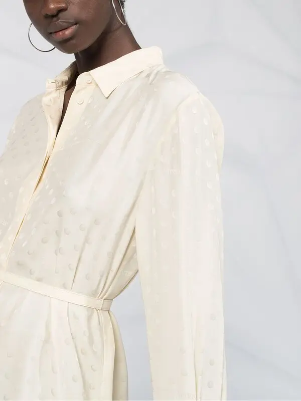 Off-White Asymmetric Ruffled Shirt Dress