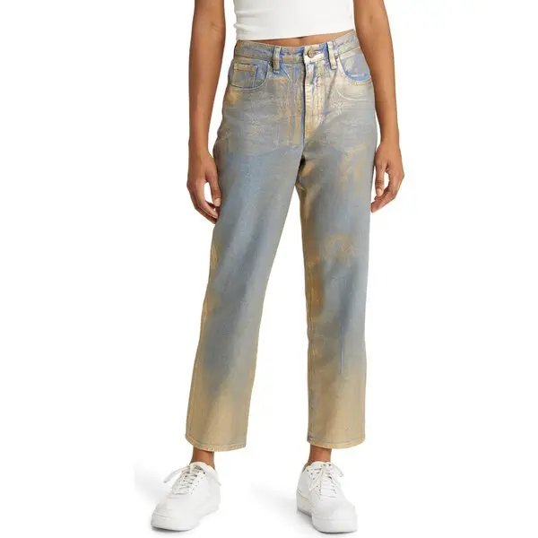 CIRCUS NY BY SAM EDELMAN Metallic High-waist Straight-leg Jeans