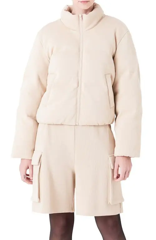 GREY LAB Knit Puffer Jacket - Nude