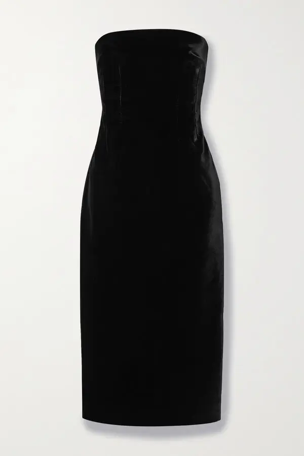 Wardrobe.NYC Strapless Velvet Midi Dress