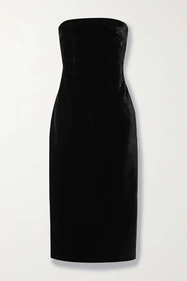Wardrobe.NYC Strapless Velvet Midi Dress