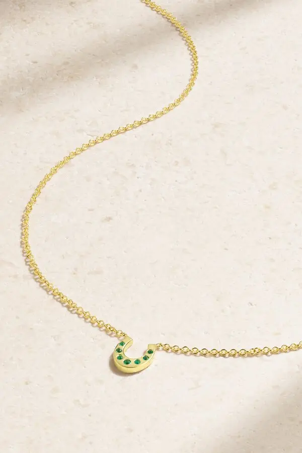 JENNIFER MEYER Mini Horseshoe Emerald Necklace - Gold