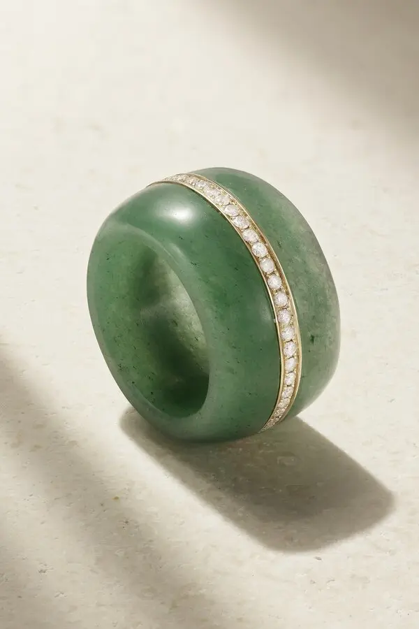 BY PARIAH Pebble Aventurine And Diamond Ring - Green
