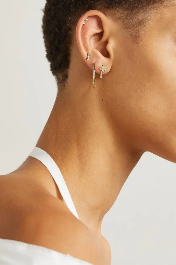JENNIFER MEYER Mini Palm Tree 18-karat Diamonds Earrings