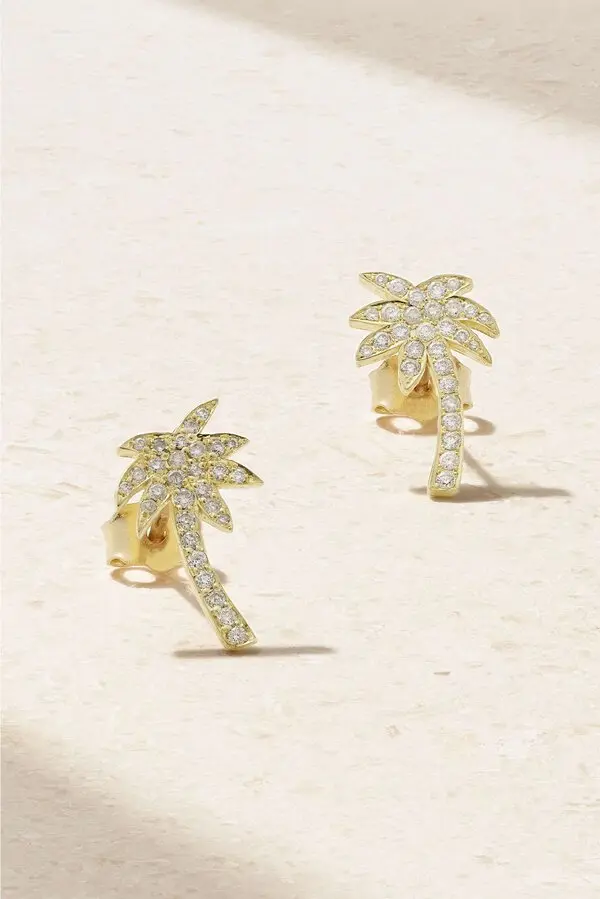 JENNIFER MEYER Mini Palm Tree 18-karat Diamonds Earrings