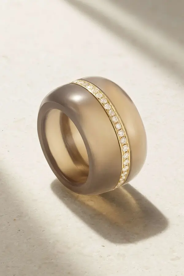 BY PARIAH Net Sustain Pebble Agate And Diamond Ring - Brown