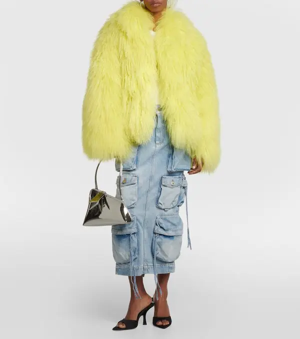 Attico Faux Fur Cropped Coat