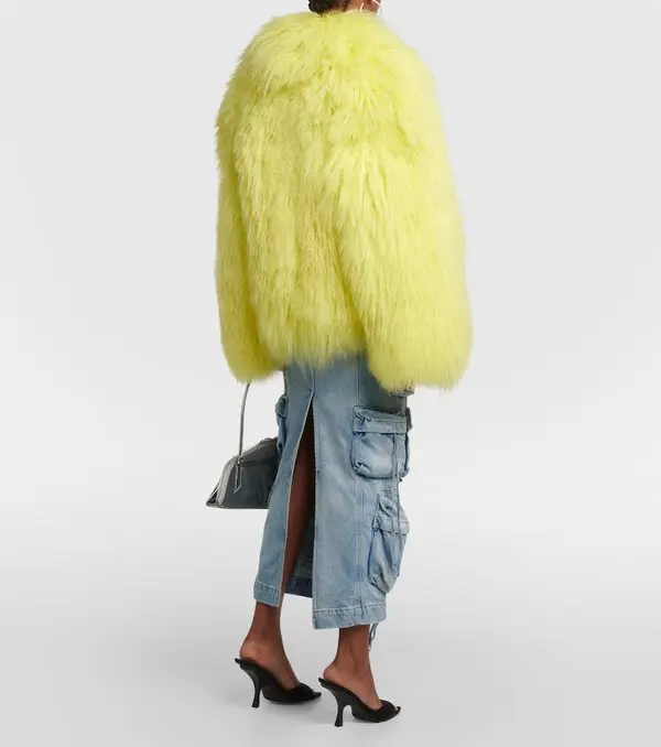 Attico Faux Fur Cropped Coat