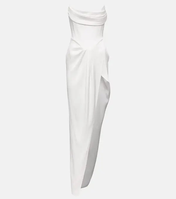 Alex Perry Bridal Draped Satin Crêpe Bustier Gown