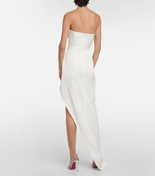 Alex Perry Bridal Draped Satin Crêpe Bustier Gown
