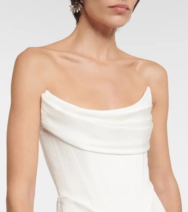 Alex Perry Bridal Draped Satin Crêpe Bustier Gown