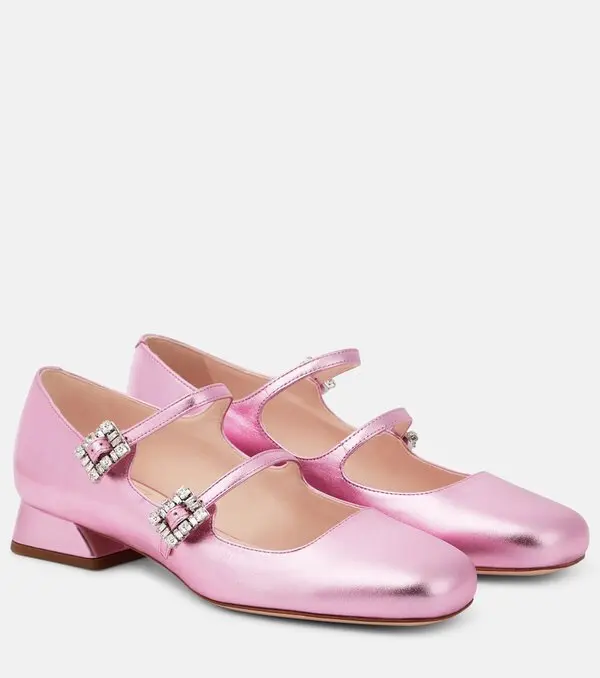ROGER VIVIER Mini Très Vivier Leather Mary Jane Pumps