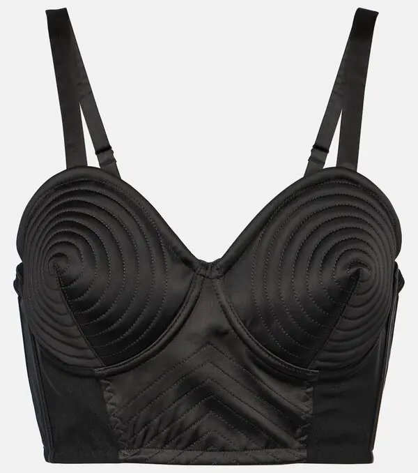 Jean Paul Gaultier Tattoo Iconic Satin Bra Top - Black