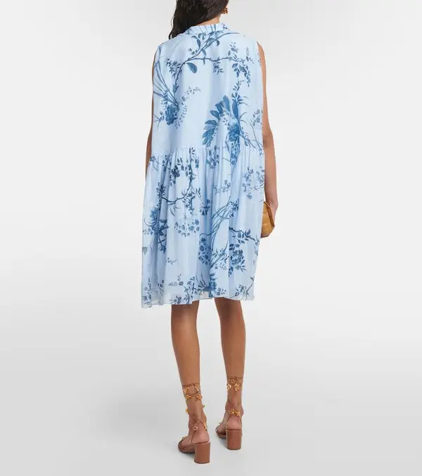 Erdem Printed Cotton Silk Voile Minidress