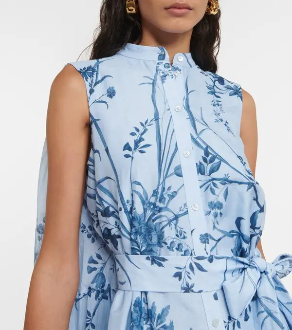 Erdem Printed Cotton Silk Voile Minidress