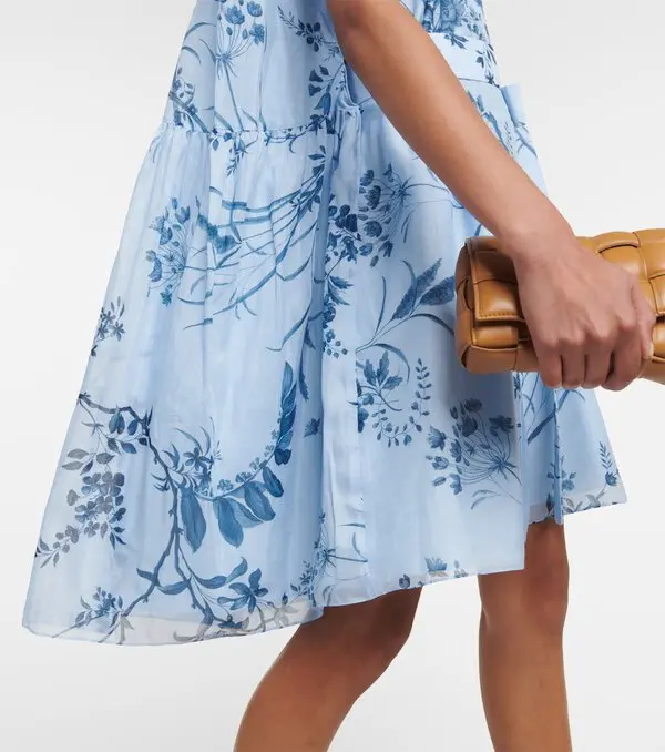Erdem Printed Cotton Silk Voile Minidress
