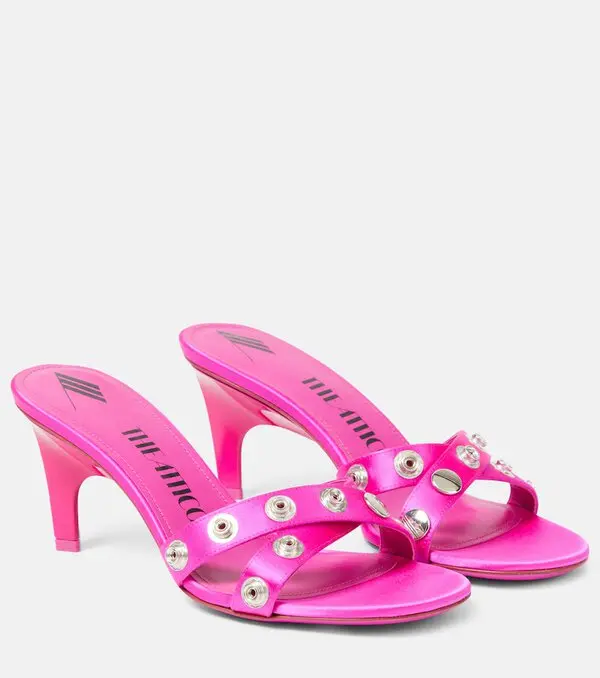 Attico Cosmo 60 Studded Satin Sandals - Pink