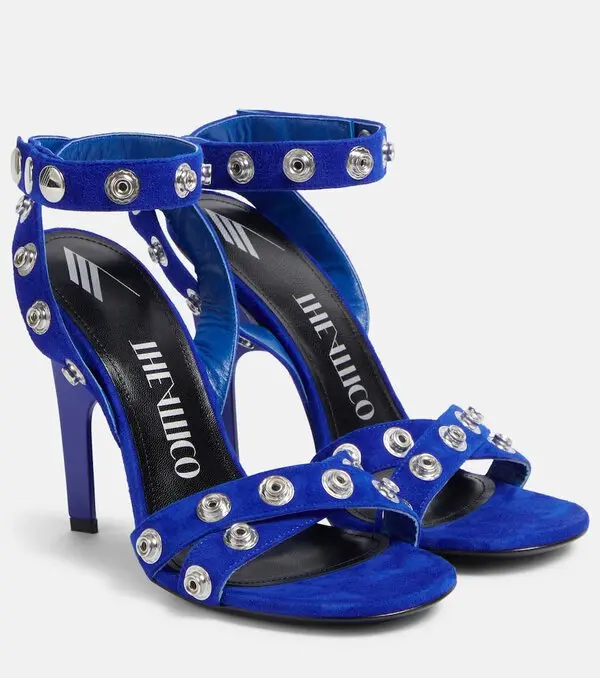 Attico Cosmo 105 Studded Suede Sandals - Blue