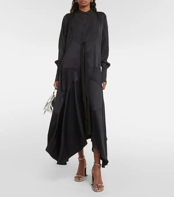 Plan C Asymmetric Pleated Midi Dress