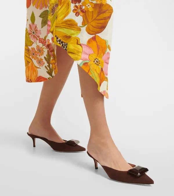 GIANVITO ROSSI Suede Mules - Brown