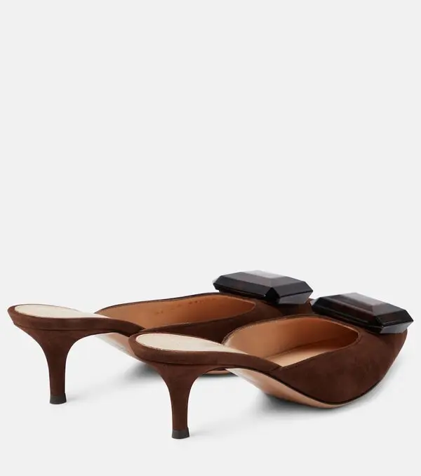 GIANVITO ROSSI Suede Mules - Brown
