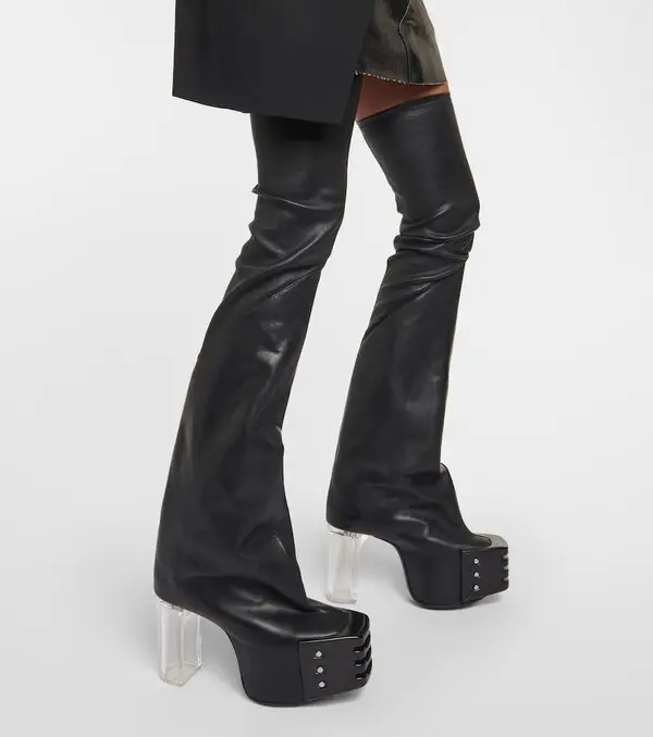 Rick Owens Platform Leather Over-the-knee Boots