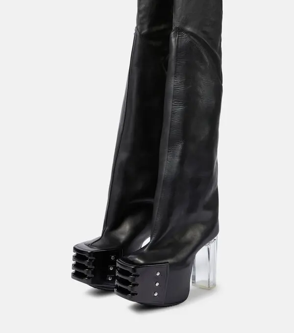 Rick Owens Platform Leather Over-the-knee Boots