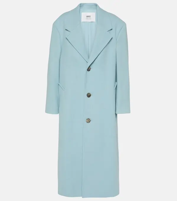 Ami Single-breasted Gabardine Coat