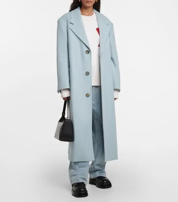 Ami Single-breasted Gabardine Coat
