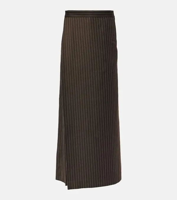 JEAN PAUL GAULTIER Tattoo Pinstripe Maxi Skirt - Brown