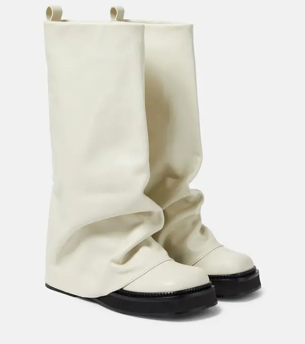 Attico Robin Leather Knee-high Combat Boots - White