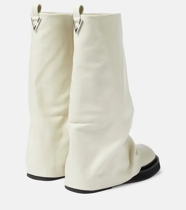 Attico Robin Leather Knee-high Combat Boots - White