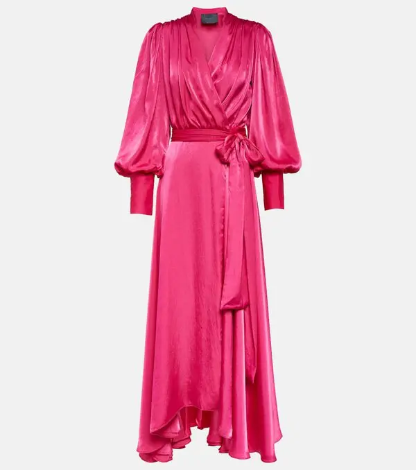 Costarellos Stila Satin Wrap Dress