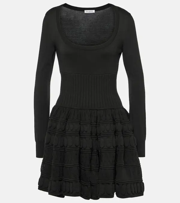 Alaïa Crinoline Wool-blend Mini Dress - Black