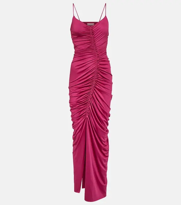 Victoria Beckham Ruched Jersey Maxi Dress - Pink