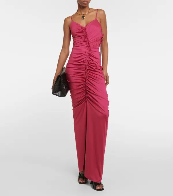 Victoria Beckham Ruched Jersey Maxi Dress