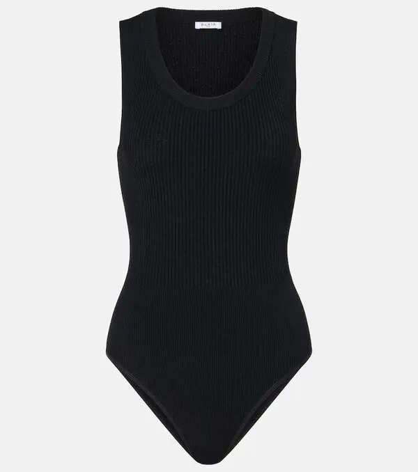 AZZEDINE ALAIA Alaïa Ribbed-knit Bodysuit - Black
