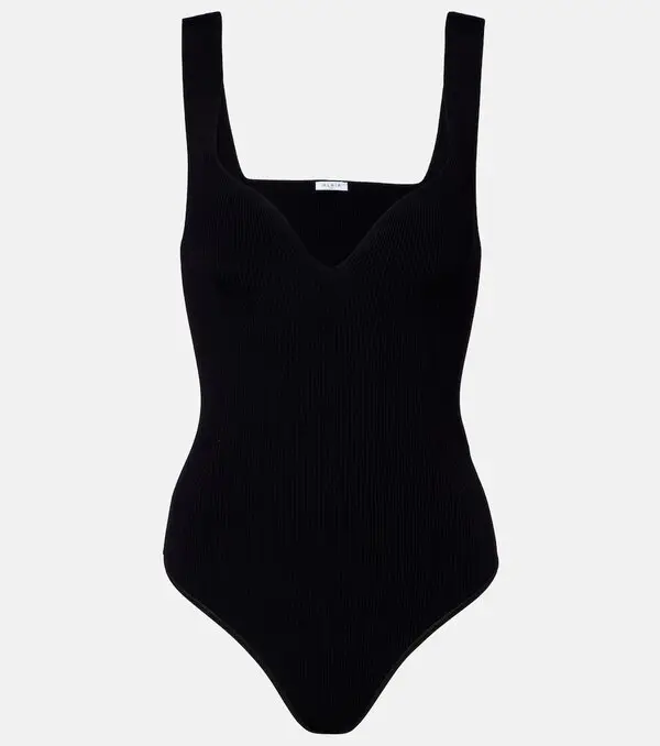 AZZEDINE ALAIA Alaïa Ribbed-knit Bodysuit - Black