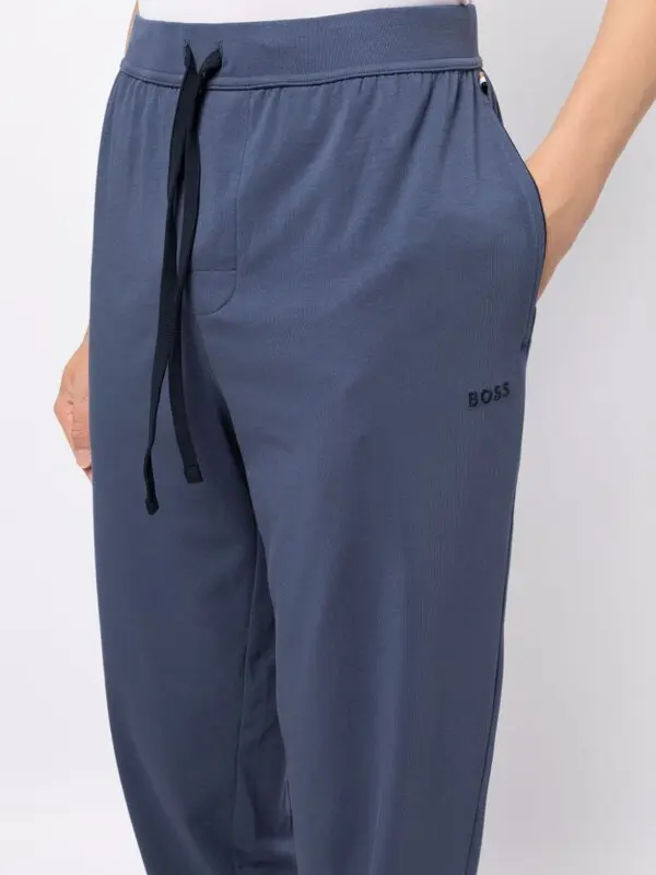 BOSS Drawstring-waist Cotton Track Pants - Blue