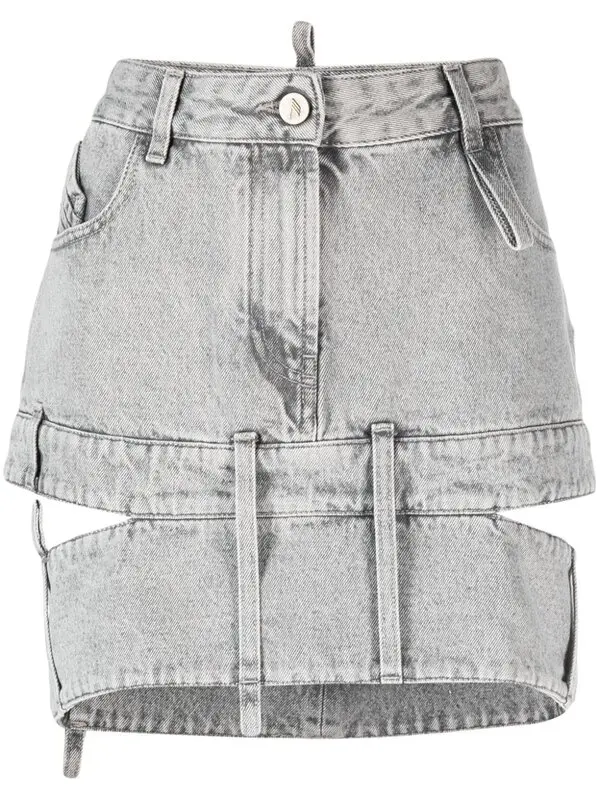Attico Cut-out Mini Skirt - Grey
