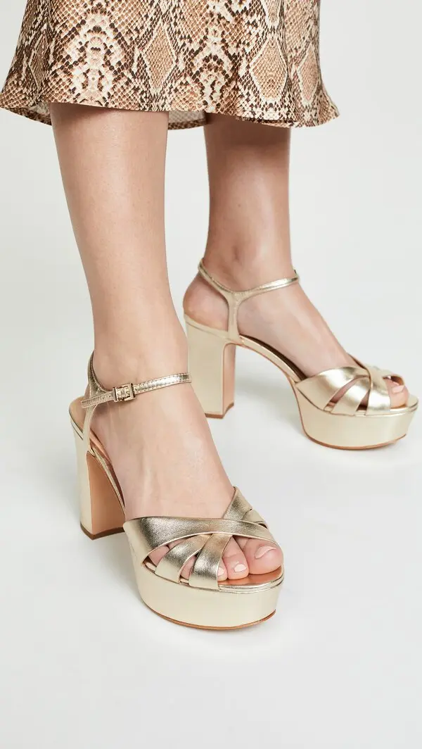 Schutz Keefa Platform Sandals - Platina