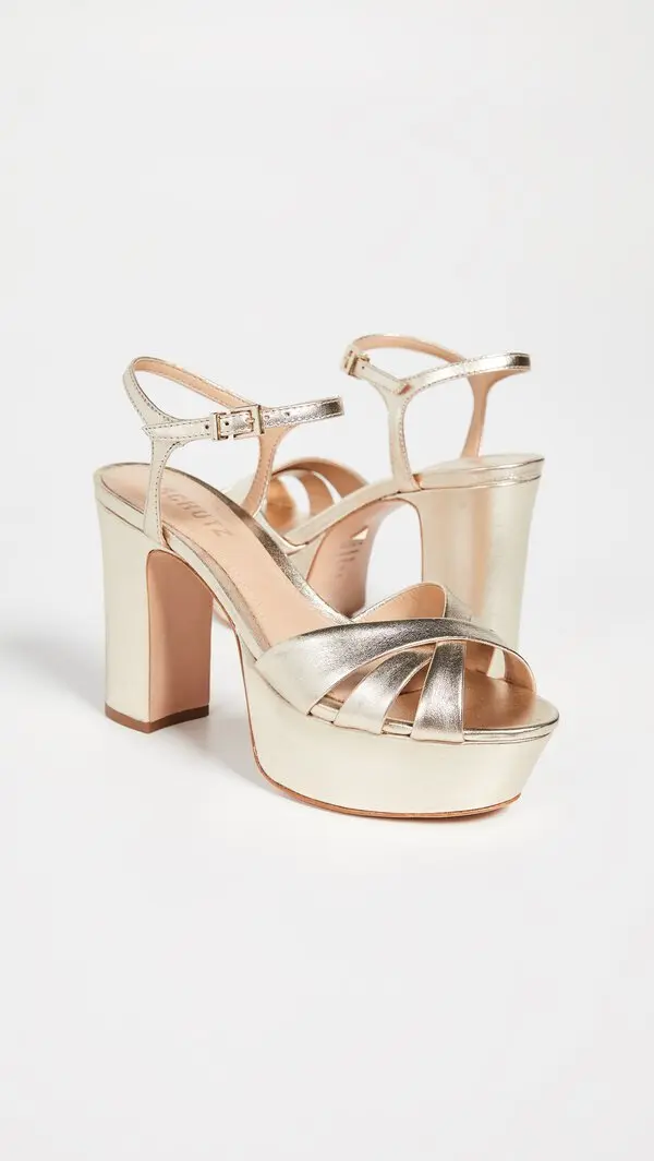 Schutz Keefa Platform Sandals - Platina