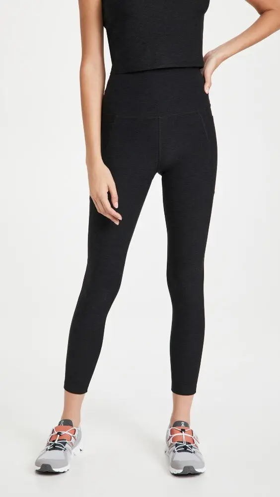 Beyond Yoga Spacedye Out Of Pocket High Waisted Midi Leggings - Darkest Night
