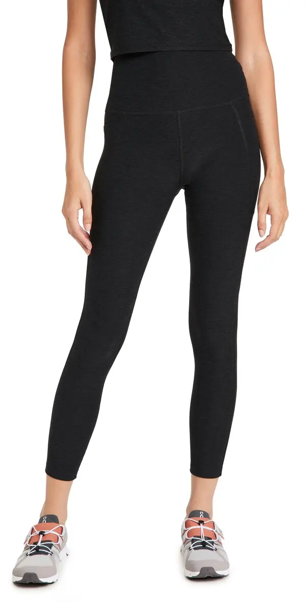 Beyond Yoga Spacedye Out Of Pocket High Waisted Midi Leggings - Darkest Night