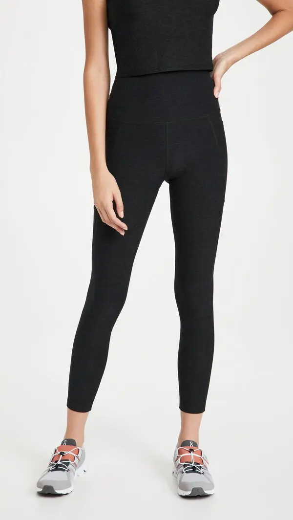 Beyond Yoga Spacedye Out Of Pocket High Waisted Midi Leggings - Darkest Night
