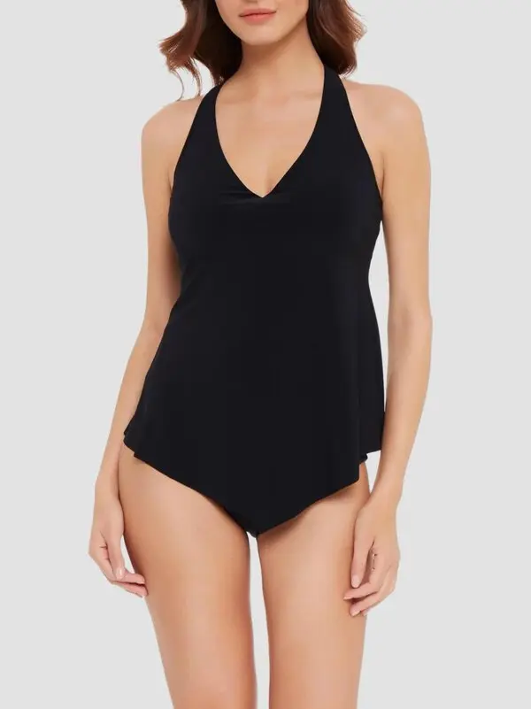 Magicsuit Solids Taylor Draped Tankini Top - Black