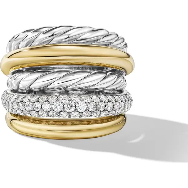 David Yurman Bold Mercer Stack Ring - Sterling Silver/18ky Gold