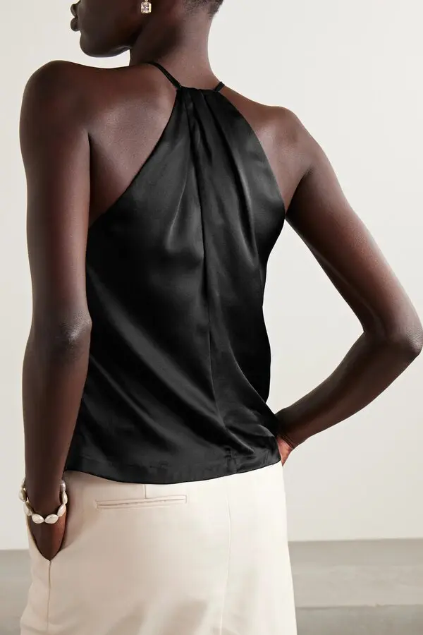 NILI LOTAN - Edwige Silk-satin Halterneck Top