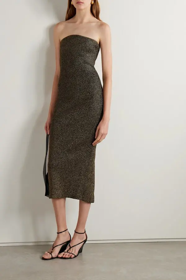 maxi wrap front knit dress xxl black Fit & Flare Twist Front Lurex Knit Maxi Dress Black / XL main image 1