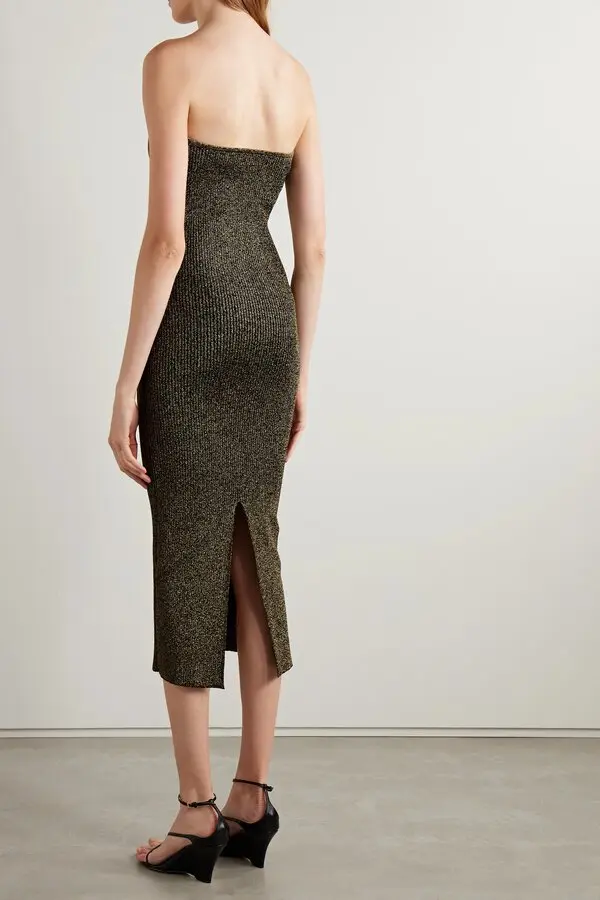 slim fit dress slacks Metallic Knit Dress – Retrofete